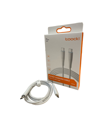 EasypayKw | كابل شحن 2 متر بي دي تايب سي، 60 واط ، لون ابيض / تايب سي، ماركة توكي